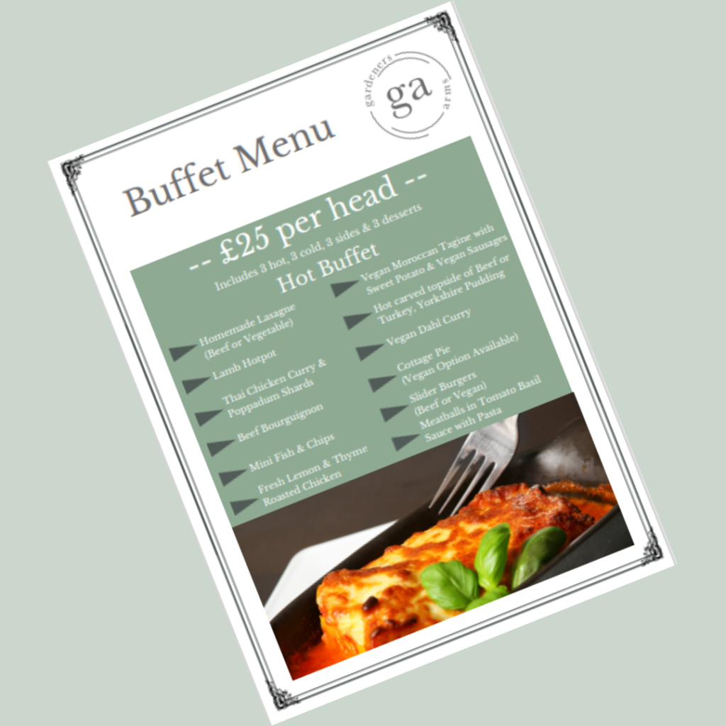 Buffet menu | The Gardeners Arms